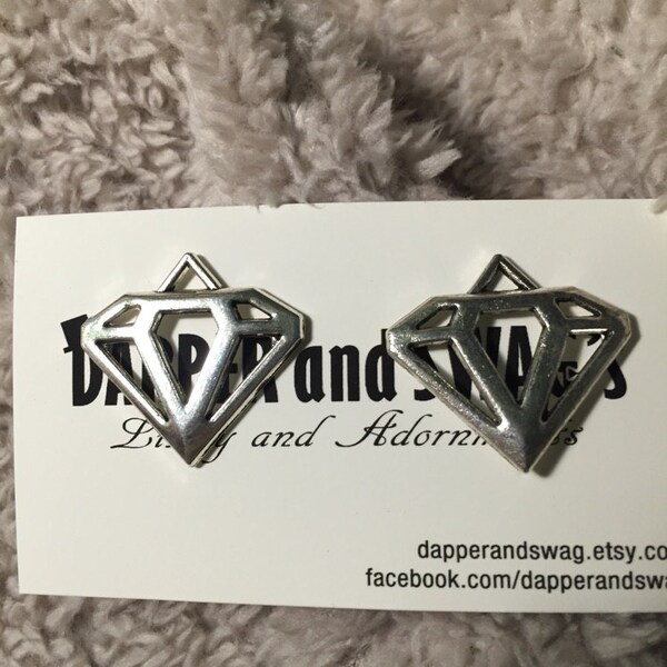 Silver Diamond Collar Pins With or Without Chain - Etsy