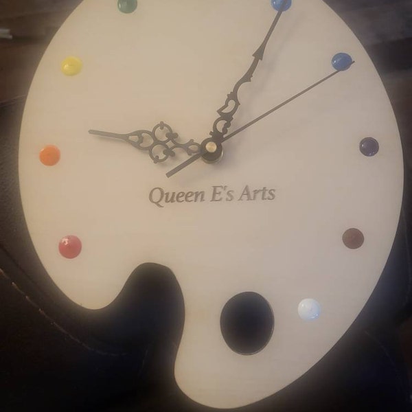 CUSTOM Art Clock- Art Palette Painting Clock Engraved With Name or ...