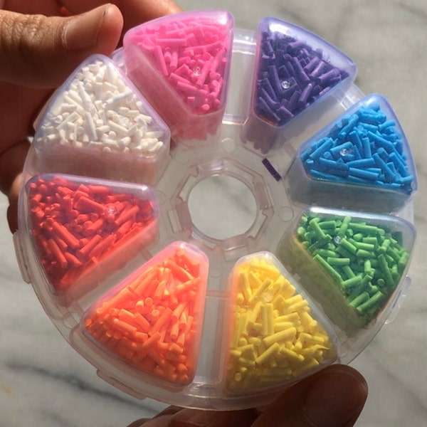 1 Wheel Rainbow Themed Polymer Sprinkle Mix-in Sets With 8 Compartments ...