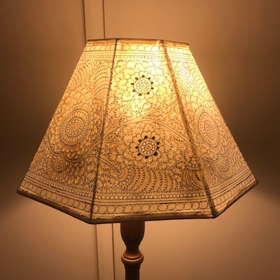 Large Floor Lamp Shade in Vintage Style Plain Hand Painted Leather ...