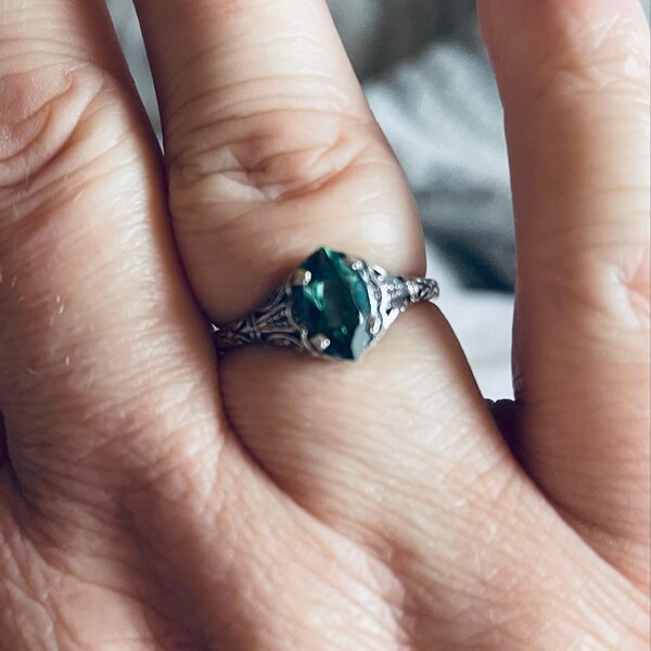 Vintage Marquise Ceylon Blue Sim Sapphire Ring , 925 Solid Sterling ...