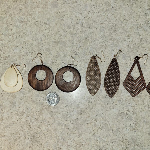 Wood Earrings, 64 Styles of Wooden Earrings, Wood Teardrop Earrings ...