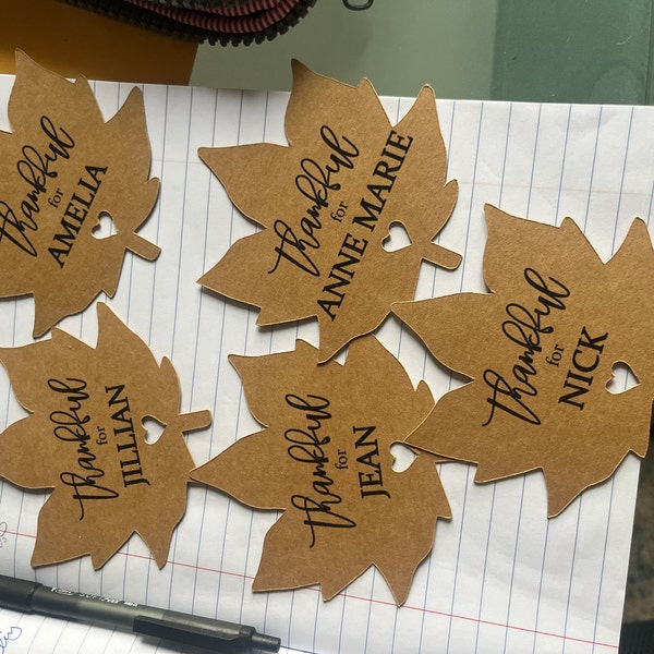 Kraft Thanksgiving Place Cards, Maple Leaf Name Tags, Personalized ...