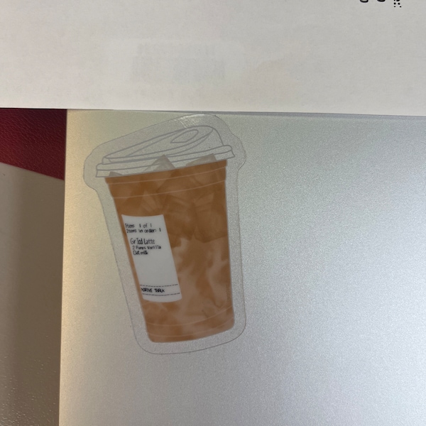 Iced Latte Sticker, Waterproof Iced Coffee Sticker for Water Bottle ...
