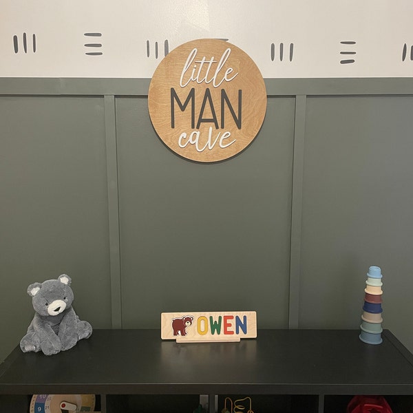 LARGE Little Man Cave Round 3D Wooden Sign || Boys Room Decor || Baby ...