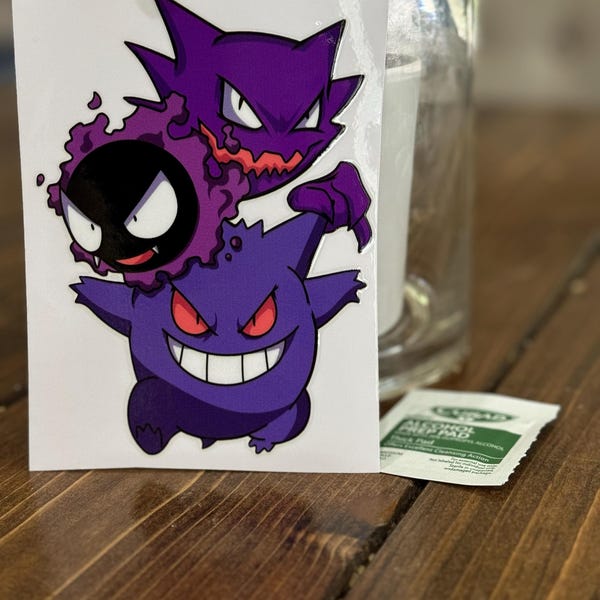Gastly Haunter Gengar Car Decal: Waterproof Gen 1 Ghost Family Sticker ...