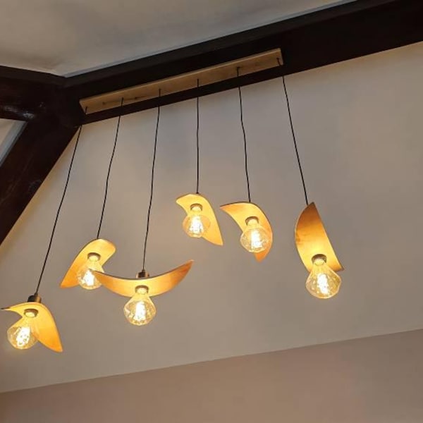 Custom Scandinavian Ceiling Lamp, Simple Wooden Led Lamp, Square Base ...