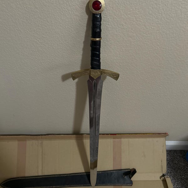 Hand-forged Excalibur Sword Replica: Carbon Steel Full-tang Longsword ...