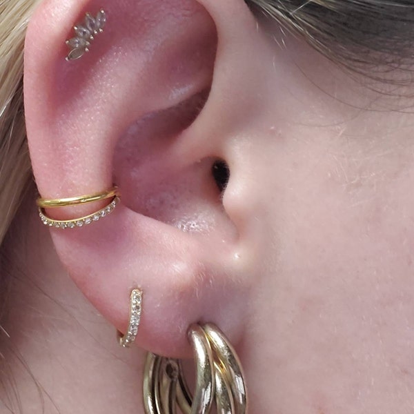 ASTM F136 Gem and Smooth Split Double Conch Hoop, Conch Earring, Conch ...