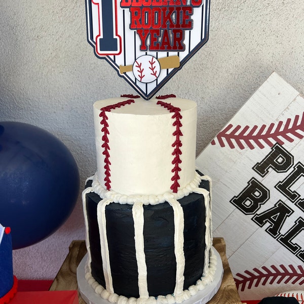Baseball Birthday Cake Topper, Rookie of the Year First Birthday Cake ...
