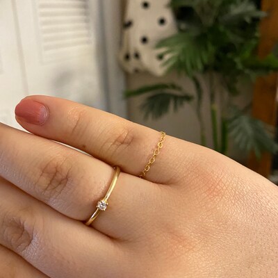 Gold Chain Ring, 14K Gold Filled Chain Link, Dainty Thin Stacking Rings ...