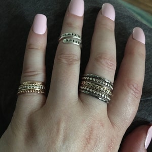 Silver Gold and Rose Gold Stackable Rings // Set of 3 Simple Sterling ...