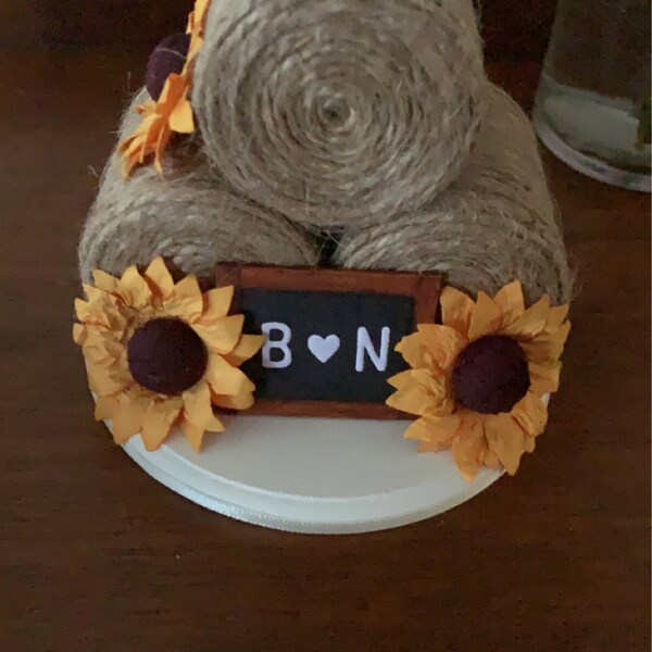 Sunflower Hay Bale Cake Topper Country Wedding Cake Topper Farm Wedding ...