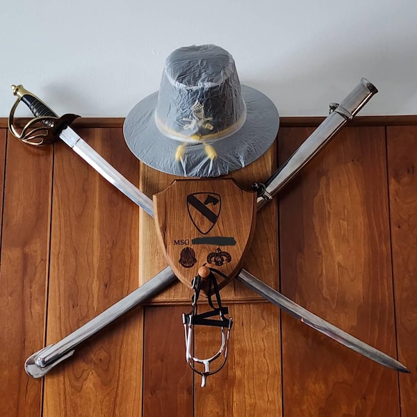 Personalized Display for Stetson. Cavalry Hat and Spurs Plaque. Cowboy ...