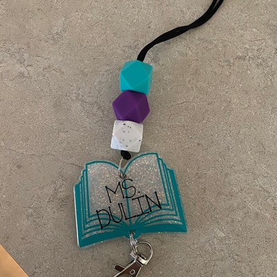 Teacher Lanyard Open Book Lanyard Librarian Lanyard Silicone Bead ...