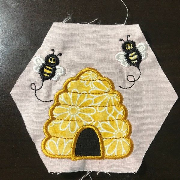 Beehive Applique Machine Embroidery Digital Design Bumble Bees Honey - Etsy