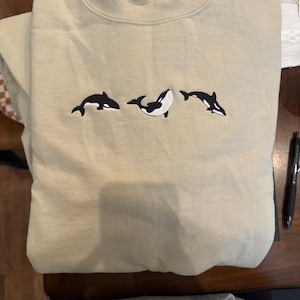 Embroidered Trio of Orcas Sweatshirt, Embroidered Orcas Sweatshirt ...
