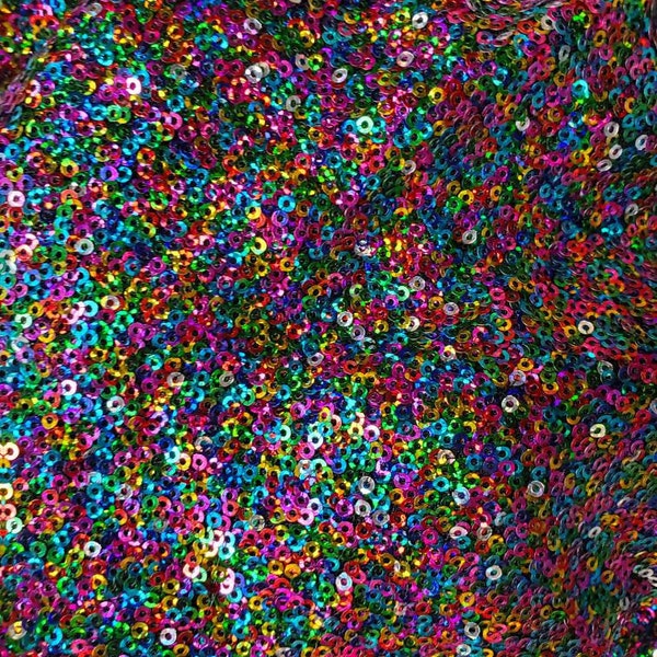 3mm Micro Mini Colorful Overlapping Sequins on Nylon Mesh Fabric - 50 ...