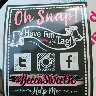 Hashtag Sign, Tag Your Photo Sign, Oh Snap Sign, Have Fun and Tag Sign ...