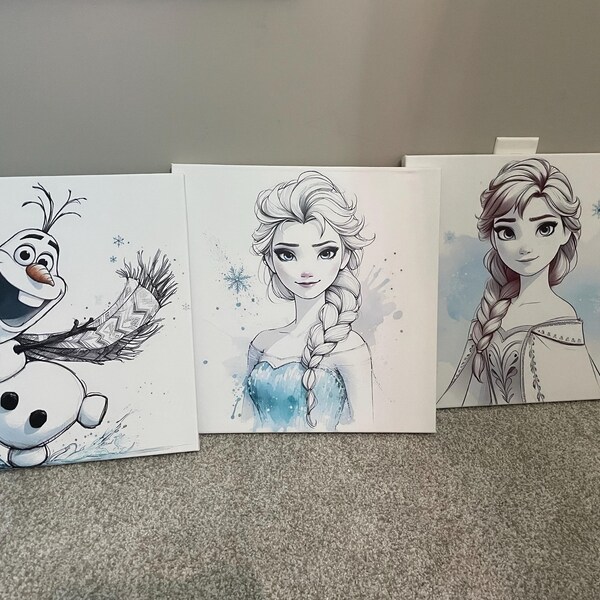 Set of 3 Custom Frozen Nursery Wall Art Print, Personalized Name Frozen ...