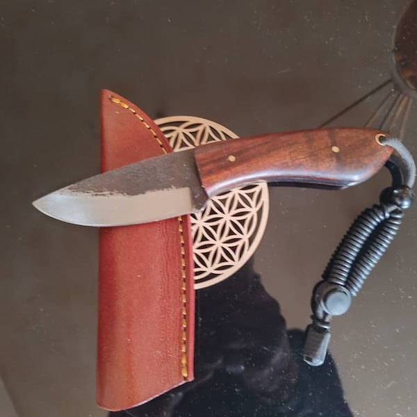 Hand Forge Bushcraft Knife With Sheath | Rosewood Fixed Blade Custom Knife | Hunting Knife ...