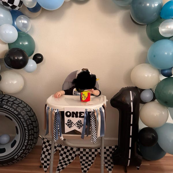 Fast One Banner, Racecar 1st Birthday Decor, Retro Car High Chair Sign ...