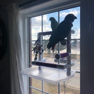 THE MOVER: Portable Parrot Bird Perch W/ Cups for Cockatiels, Conures ...