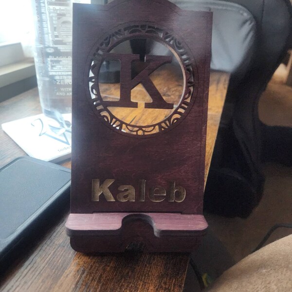 Personalized Monogram Wood Cell Phone Stand Custom With Name and ...
