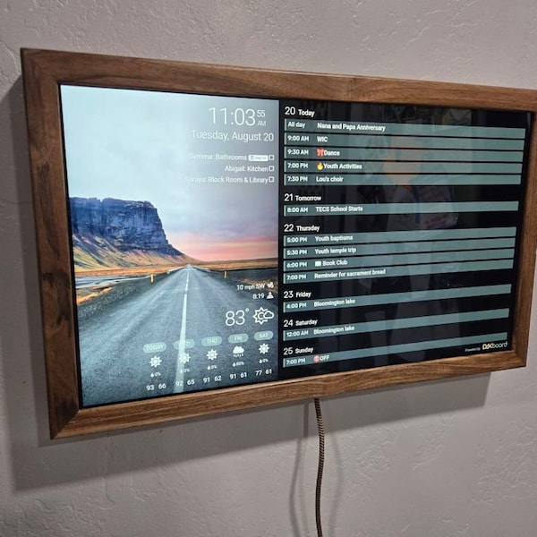 Digital Calendar 24 Inch in Wooden Frame, Home Planner, Family Command ...