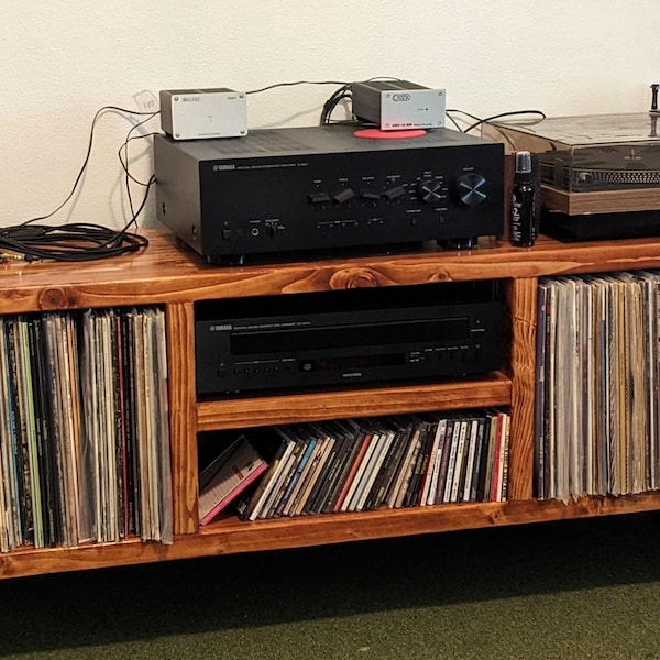 Console Table With Record Storage Furniture for Larger Amp & Receivers ...