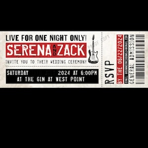 Personalised Punk Rock Album Record Inspired Wedding Invite, Invitation ...