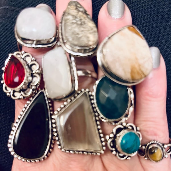 Wholesale Lot !!! Multi Gemstone Mixed Rings Wholesale Lot, 925 ...