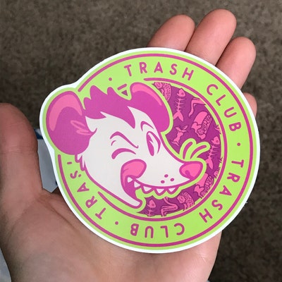 Trash Club Opossum Cartoon Vinyl Sticker - Etsy