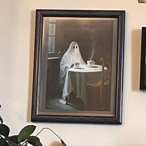 Ghost Drinking Tea, Vintage Poster, Art Poster Print, Dark Academia ...