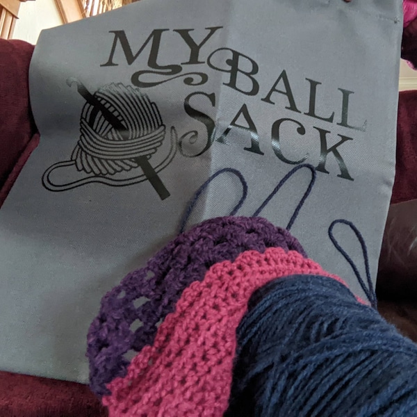 My Ball Sack Knitting Project Bag: Crochet Humor Tote - Etsy