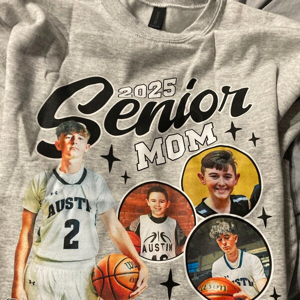 Custom Photo Collage Football Senior Mom Shirt, Personalized 90s Style ...