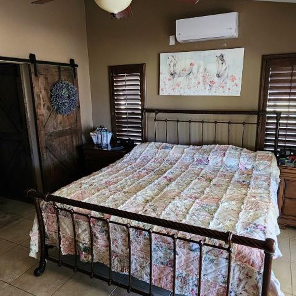 Garden Magic Queen Rag Quilt - Blues, Pinks, Greens, White, Cream - Etsy