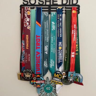 Medal Hanger Display Trophy Shelf Sports Medal Display Rack With Wooden ...