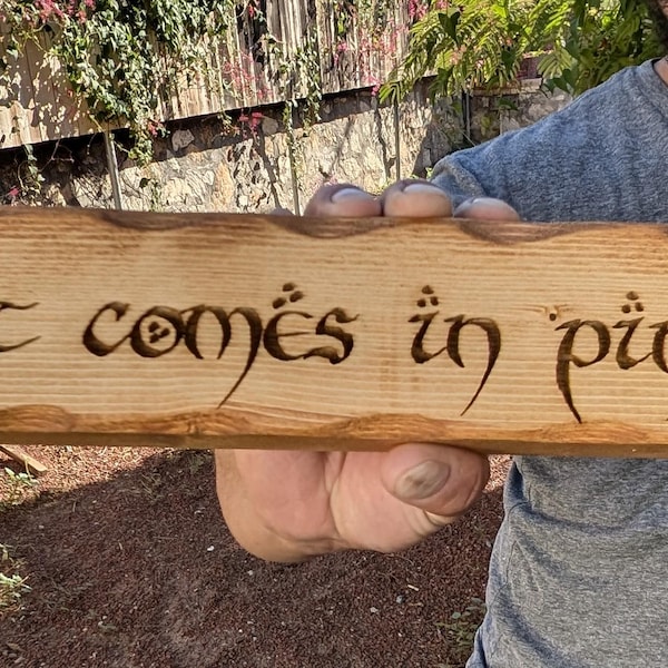 A Long Expected Party Sign Pyrography Wood Burning Jute Rope Interior ...