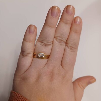 Baguette Ring, Rectangle Ring, Bezel Set Ring, Bezel Set Engagement ...