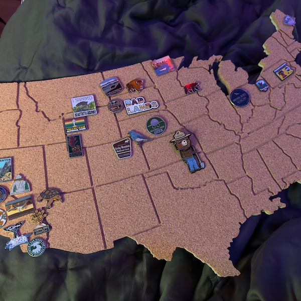 USA Cork Board, USA Corkboard Map, Pin Board, USA Bulletin Board ...