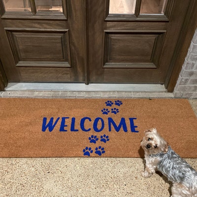 Welcome Paw Prints Doormat, Dog Foot Print, Pet Lover Welcome Mat ...