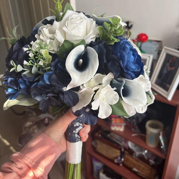 Navy Bridal Bouquet,wedding Bouquet,bridal Bouquet,navy Wedding Flowers ...