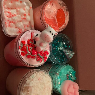 Strawberry Cow Butter Slime, Scented Slime, Pink Cow Slime Charm ...