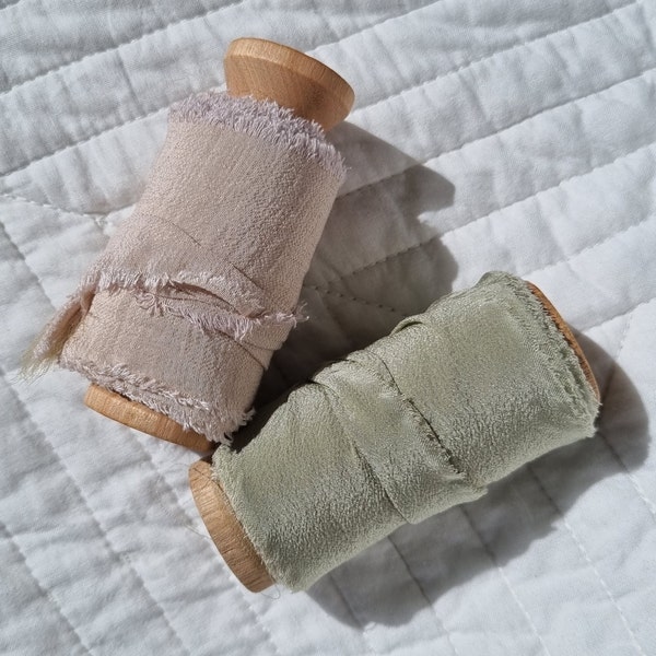 Hand Torn 100% Pure Silk Ribbon for Wedding Events High End Frayed Edge ...