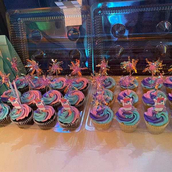 Unicorn Cupcake Toppers, Pink, Purple, & Turquoise Unicorn Party ...