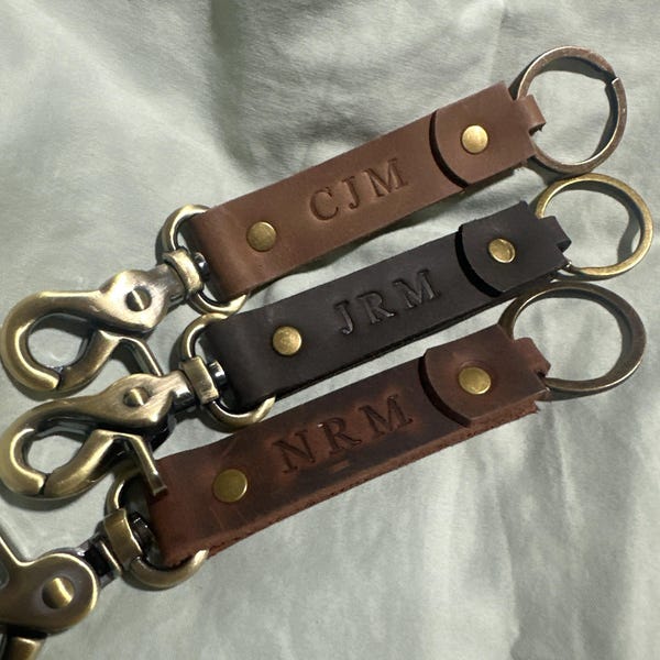 Personalized Leather Keychain, Customized Keyfob, Leather Keychain With ...