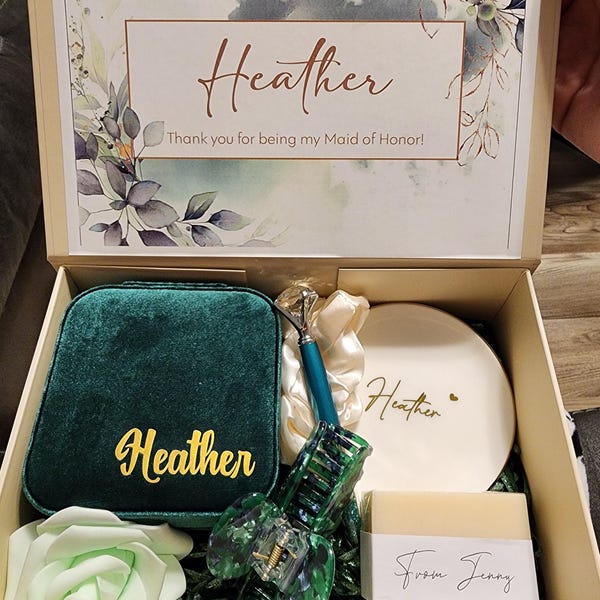 Dark Emerald Wedding Proposal Box Set, Bridesmaid Proposal Box With ...