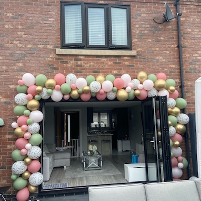 Dusky Pink and Sage Green Safari Balloon Arch, Safari Balloon Arch ...