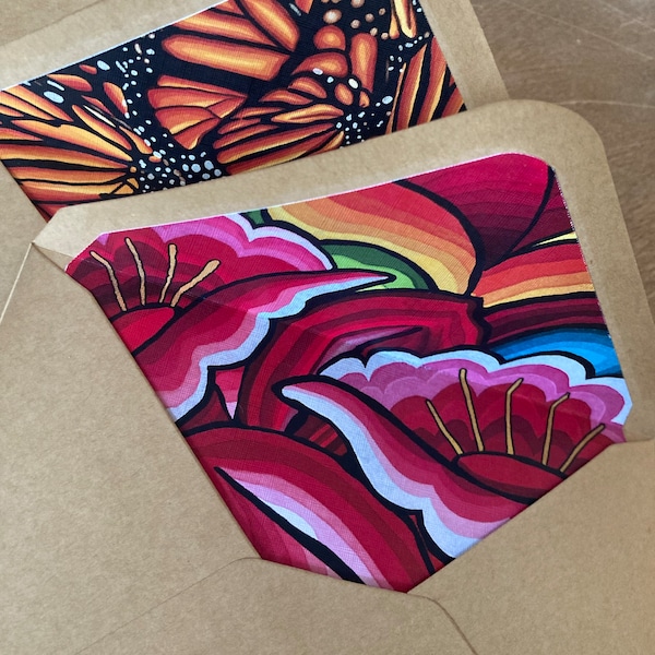 Handmade Mexican Floral Lined Envelopes: Vibrant A7 Size - Etsy